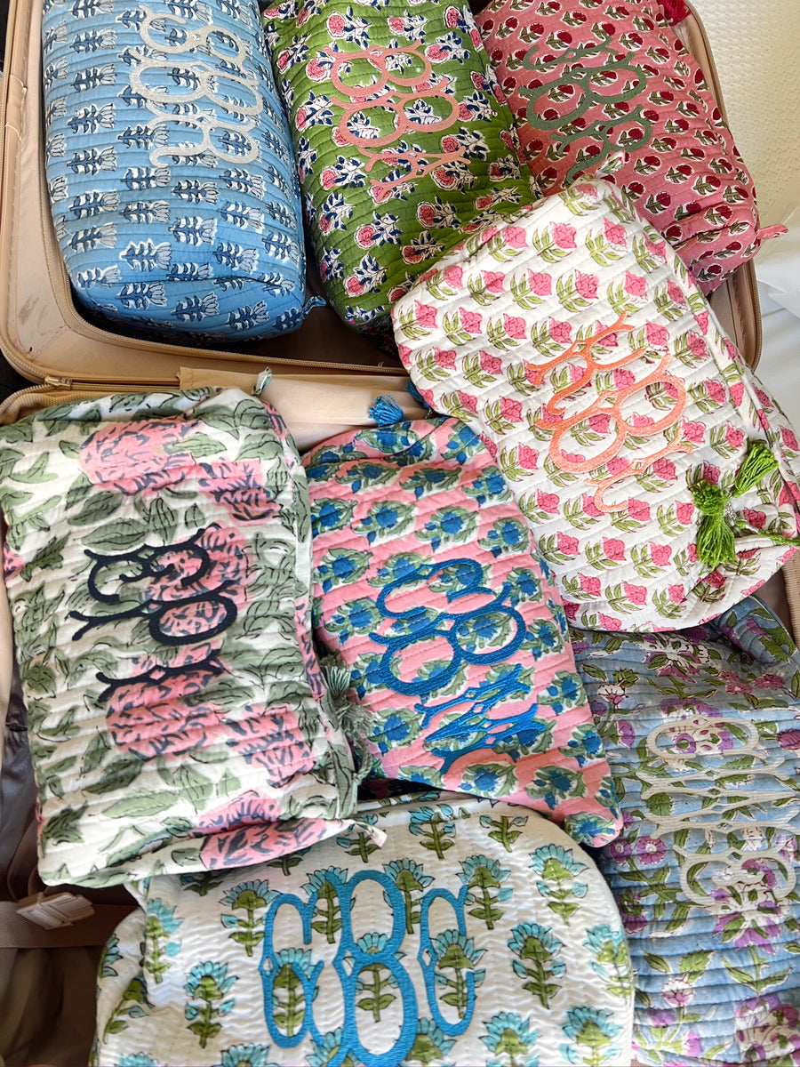 Quilted Block-Print Makeup Bag – KenzKustomz